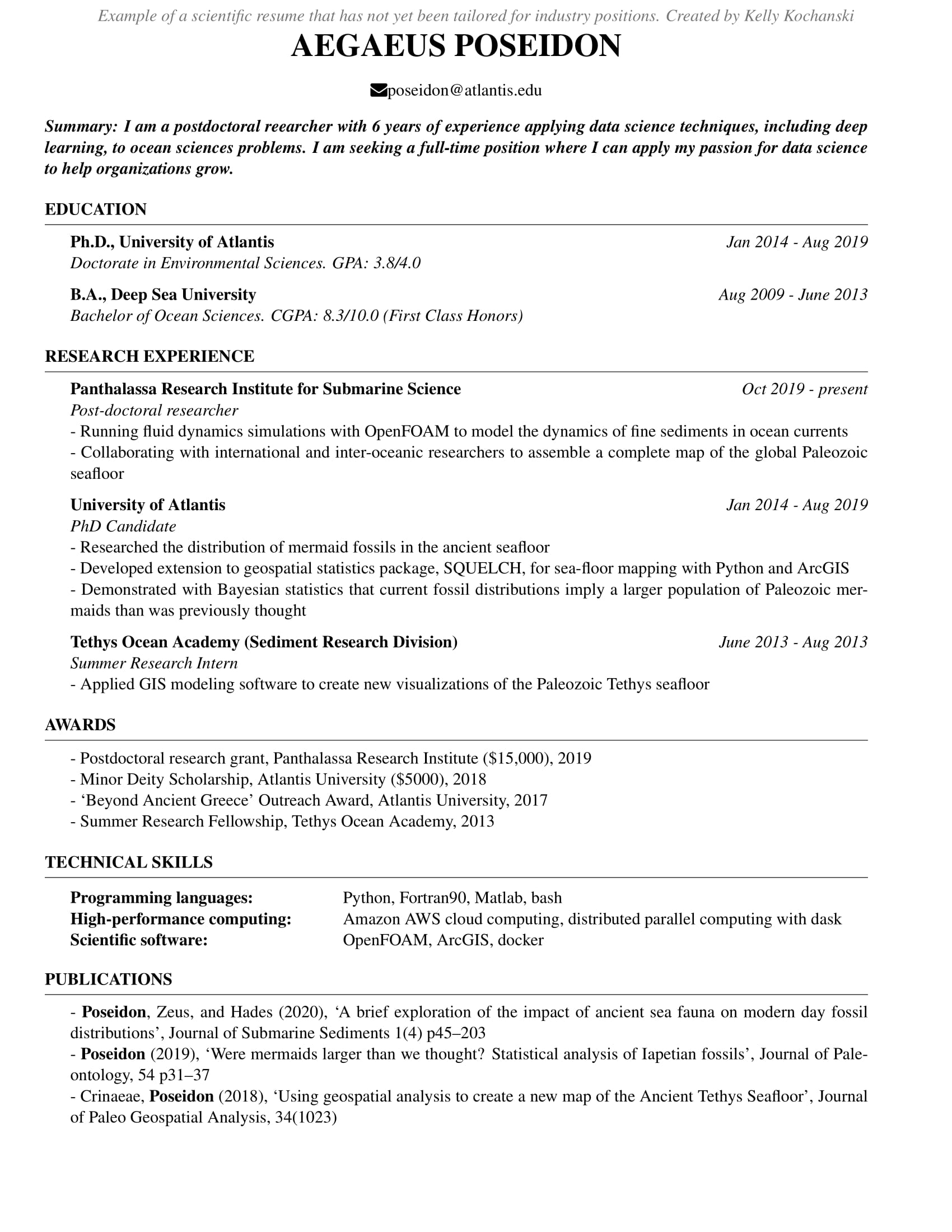 Your resume is too academic – Kelly Kochanski