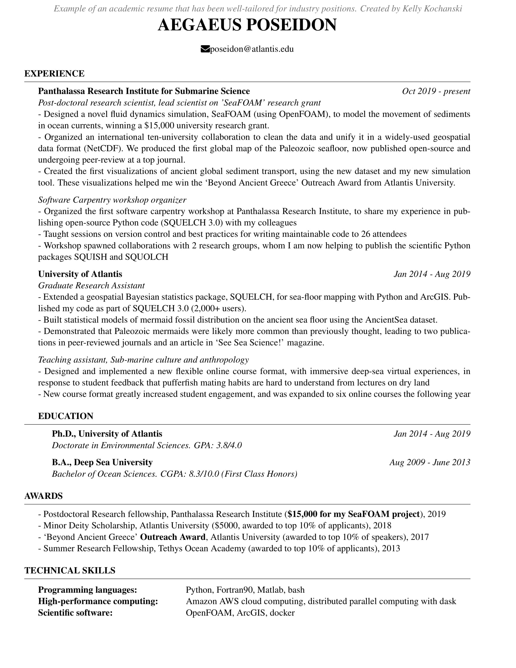 Your resume is too academic – Kelly Kochanski